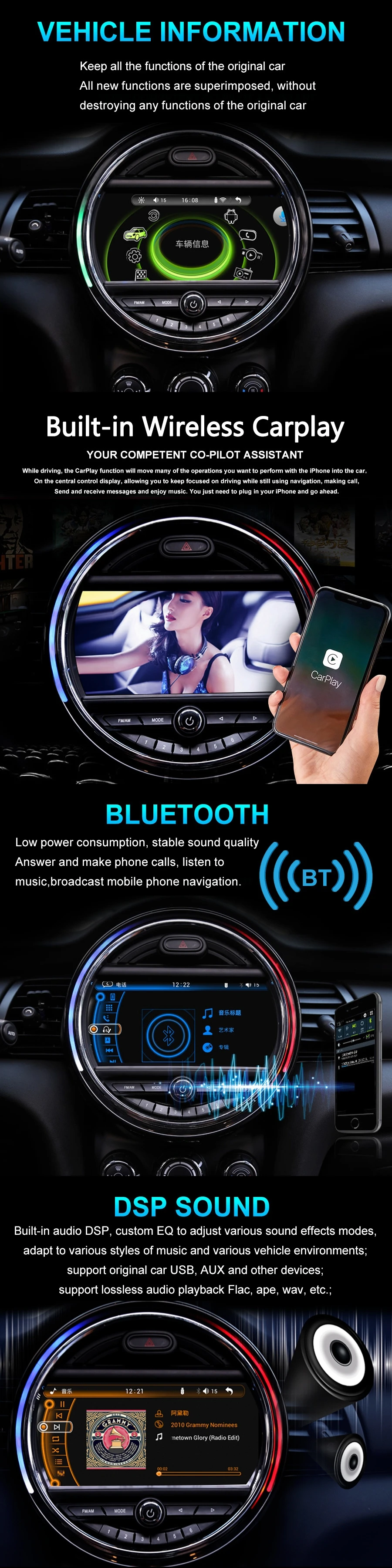 Android 12 Autoradio Screen for BMW Mini Cooper Countryman F60 2017 up ...