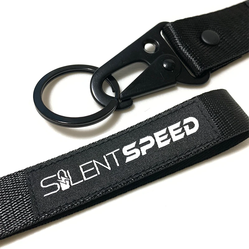 Custom Logo Woven Embroidered Short Keychain Lanyard
