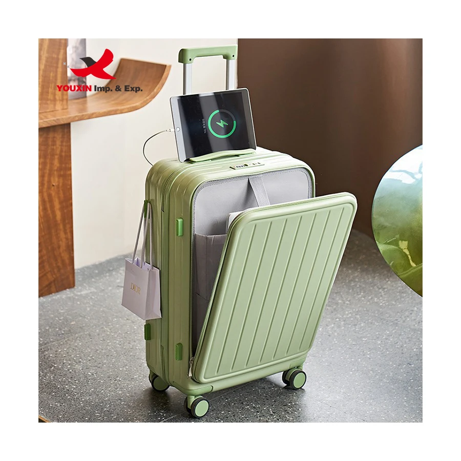 New Designer Trolley Case With Phone Holder Water Proof Smart Luggage ...