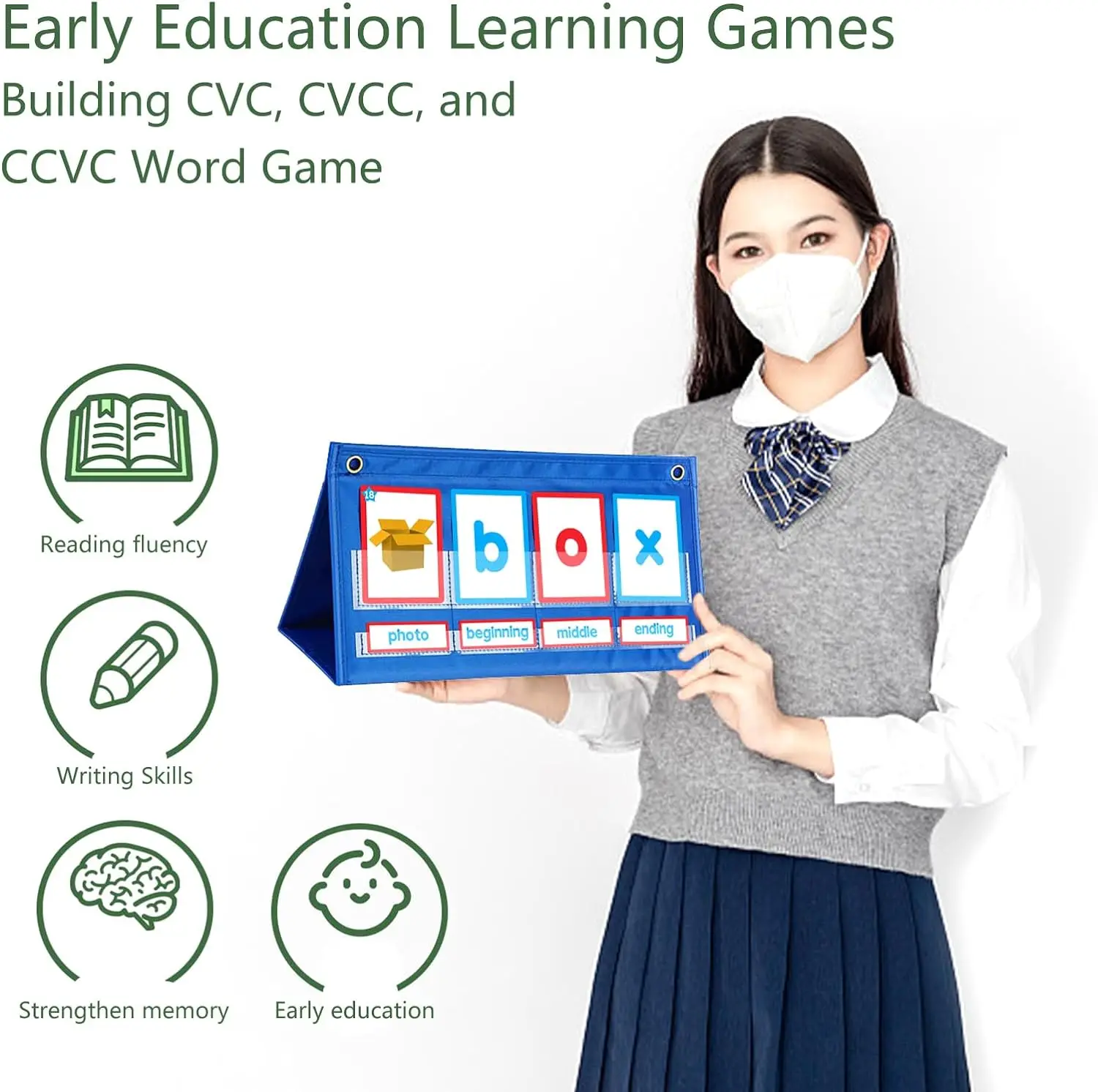 Foldable Desktop Kit for Word Building Pocket Chart Tent Cards CVC ...