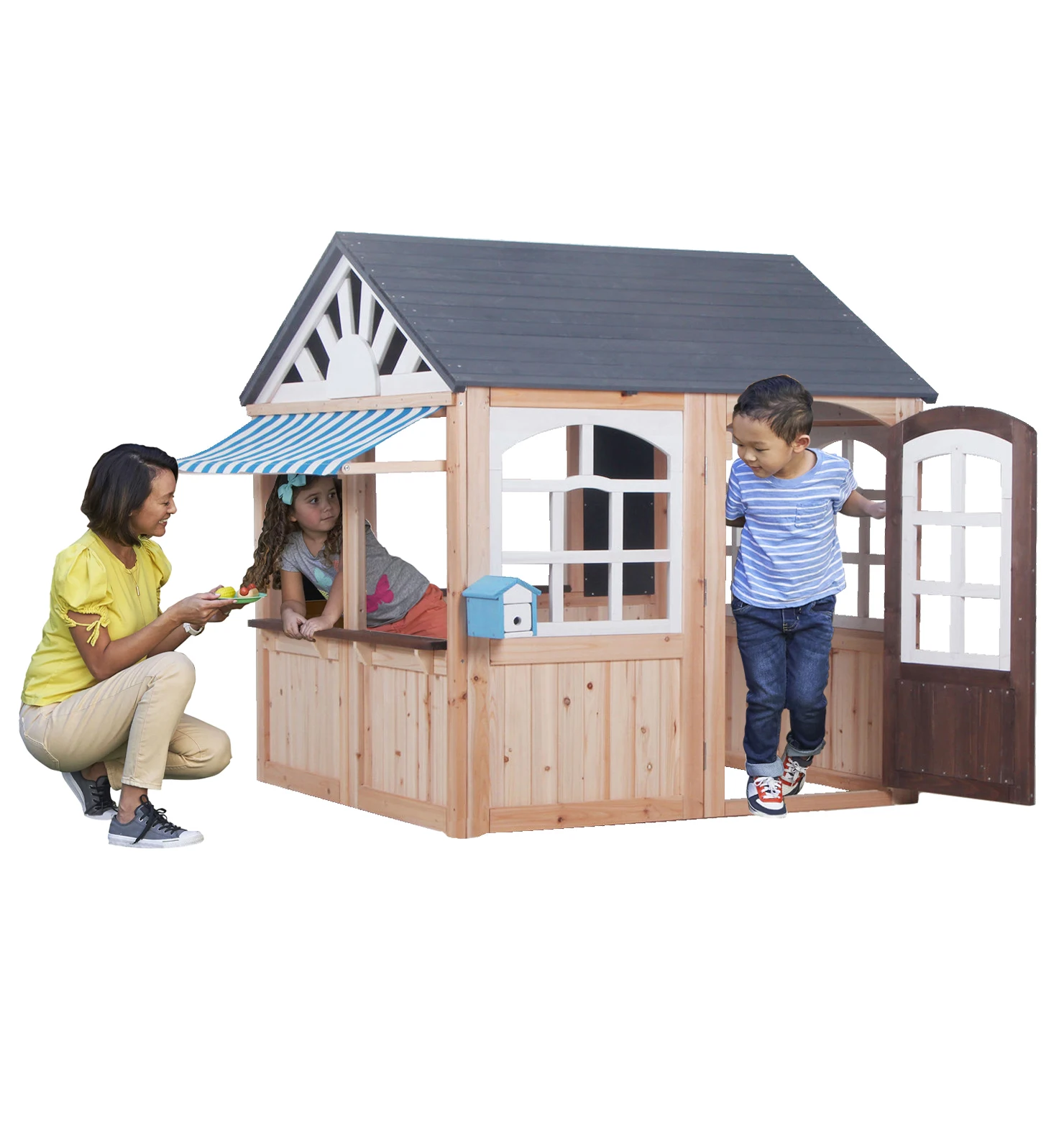 Outdoor Play House Wood Playground Children Playhouses Wooden Kids ...