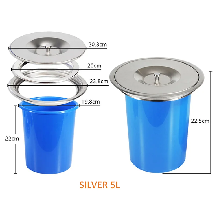 Kitchen Cabinet Waste Bin Countertop Dustbin Built-in Trash Can Conceal ...