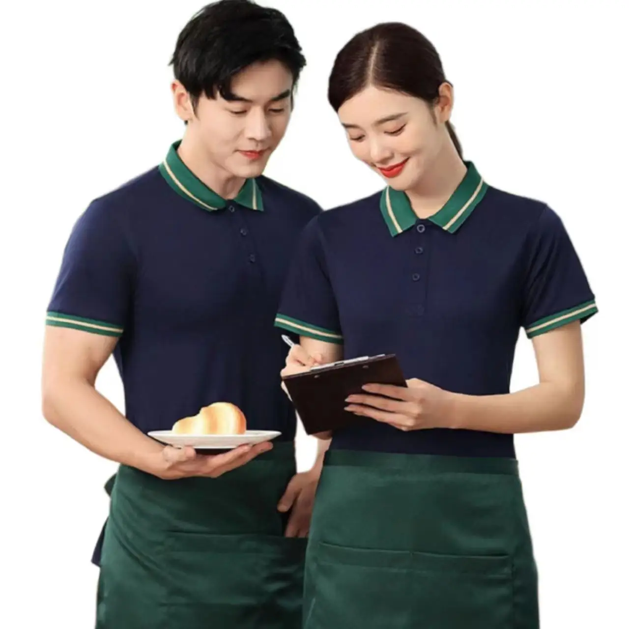 8 Colors Restaurant Waiter Uniforms - Polo Shirts with Custom Logo