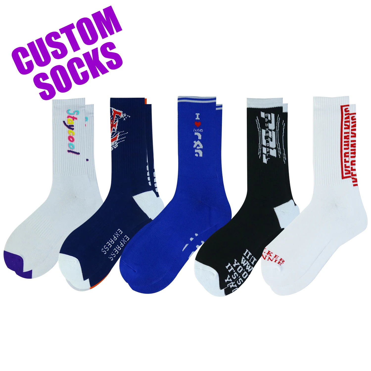 OEM High Quality Gym Custom Logo Tube Sock - Thick Compression