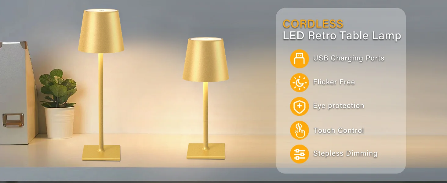 Outdoor Touch Table Lamps Desk Modern Bedroom Light Rechargeable Bar ...