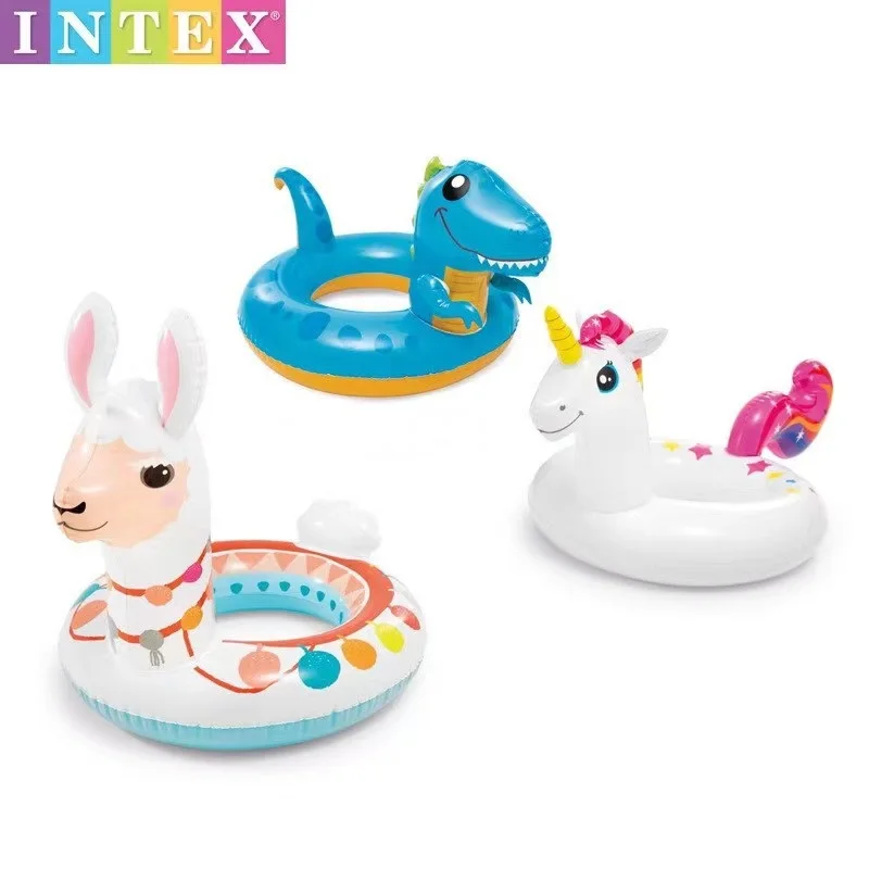 Intex 59221 Unicorn Llama And Dinosaur Children's Swimming Ring Animal ...