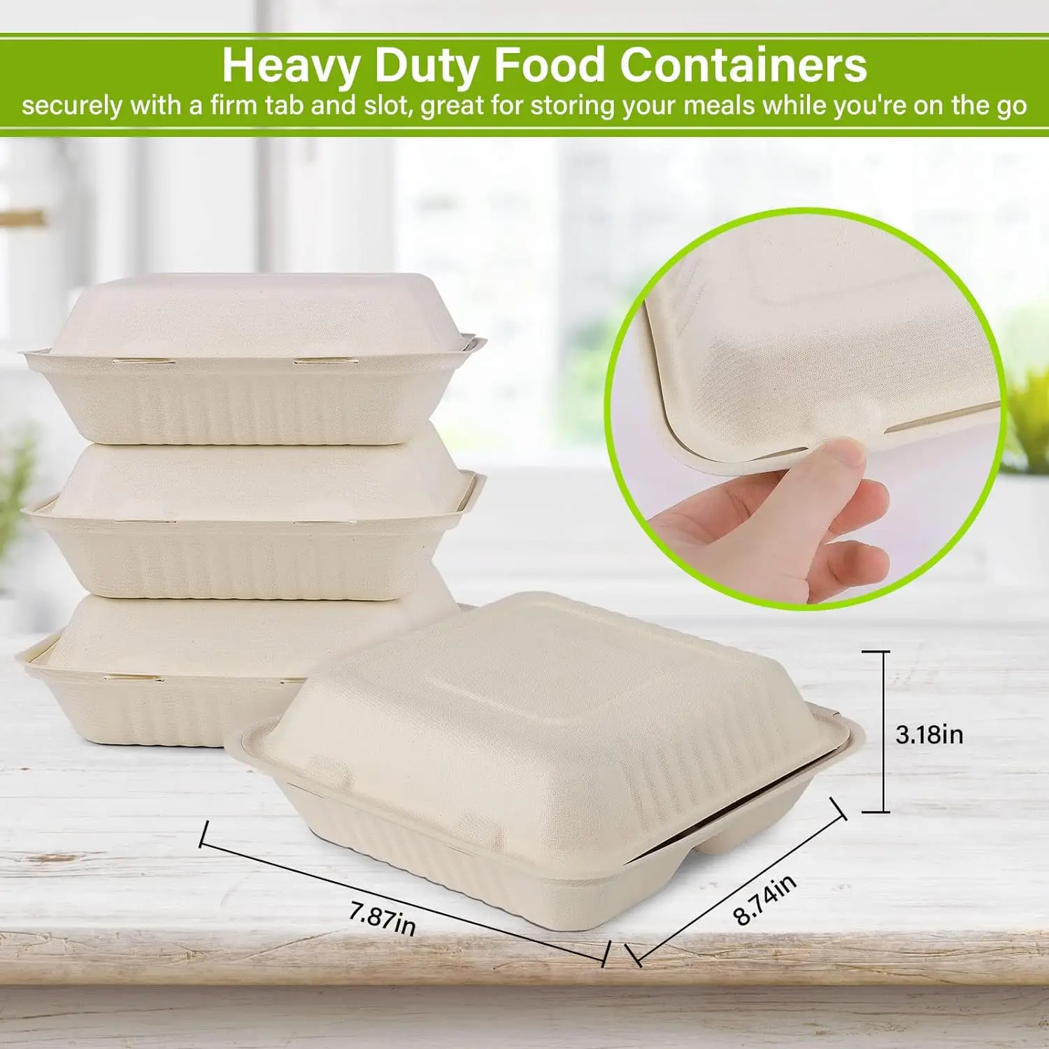 Eco-friendly Biodegradable Sugarcane Food Container Disposable 8 X 8 ...