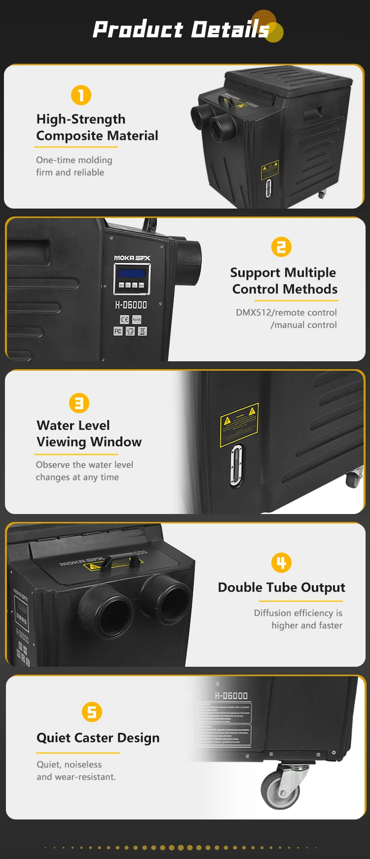 Moka Sfx 6000W Dmx512 Stage Fog Smoke Machine Low Fog Machine Dry Ice ...