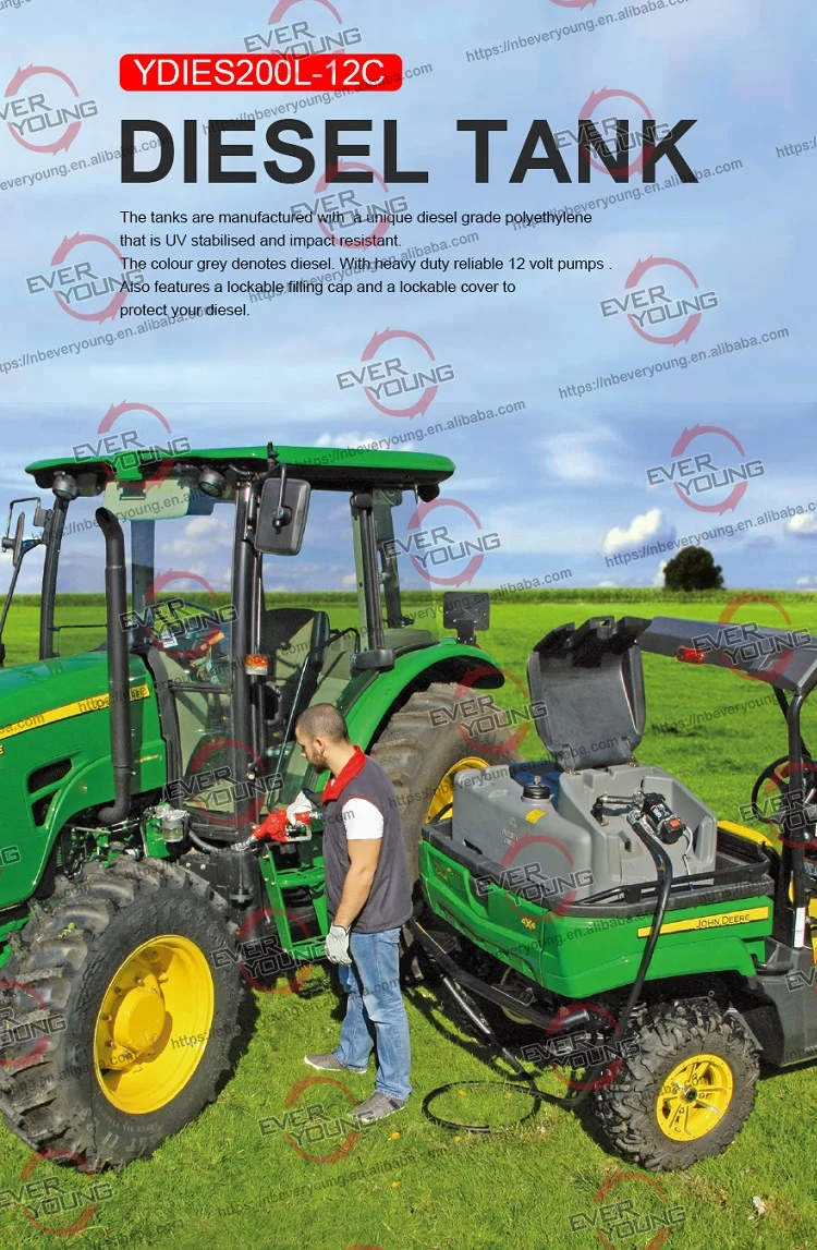 200L Portable Diesel Fuel Transfer Tank with 12V Pump