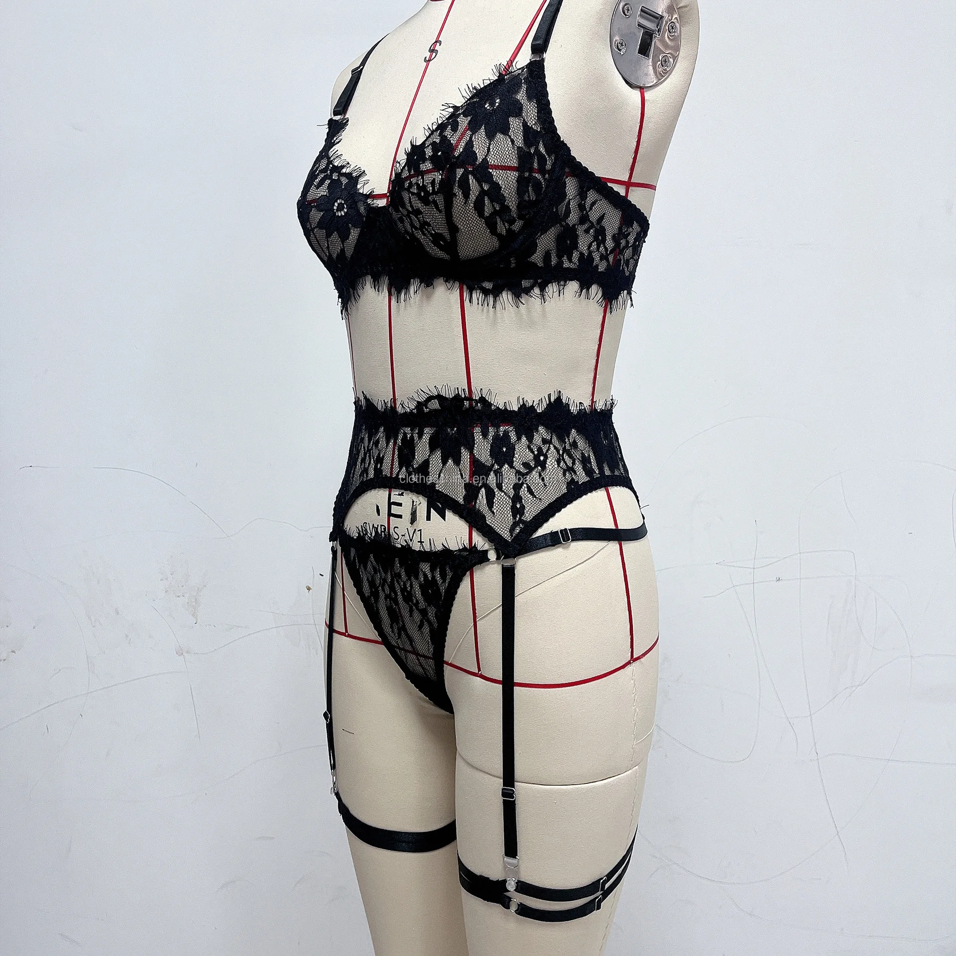 Chuangerm Oem 2024 Ins Girls Sexy Four Piece With Garter Bow Girdle