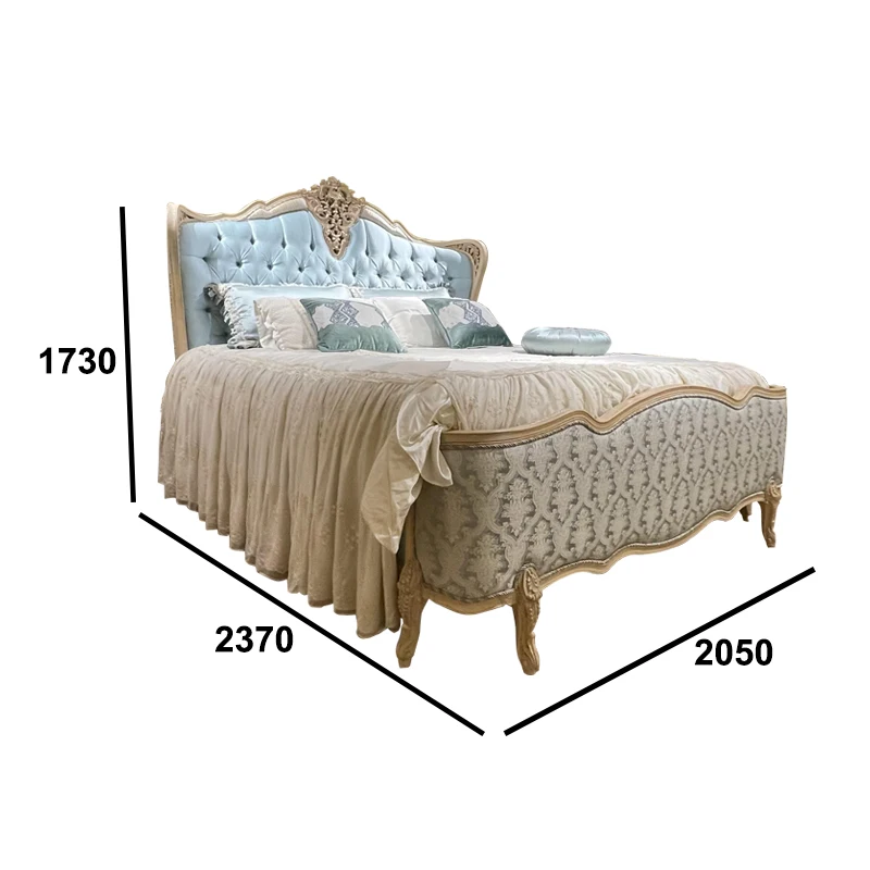 French Classical Solid Ash Carved Bedroom Bed - EKAR
