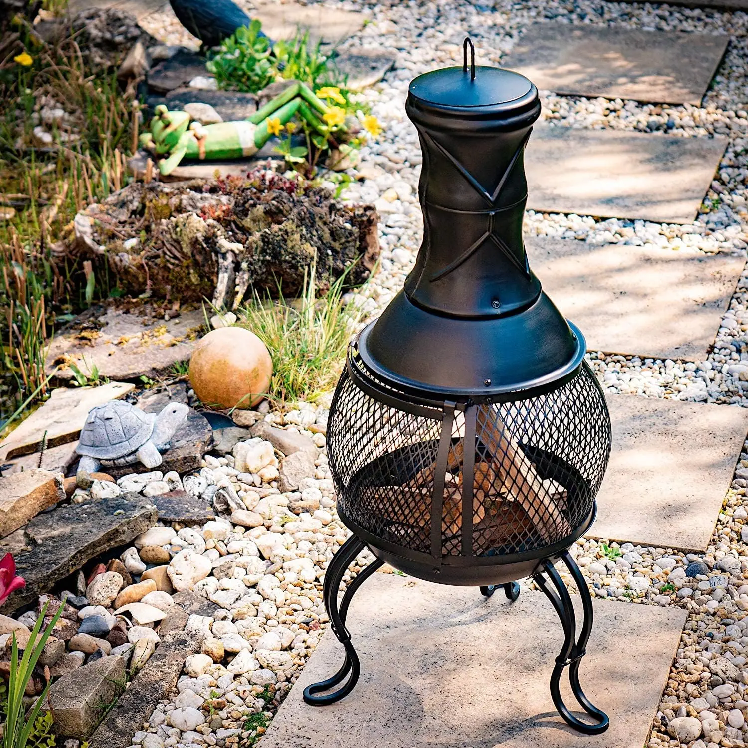 Modern Style Wood Burning Outdoor Heater Vertical Mini Chiminea Metal ...