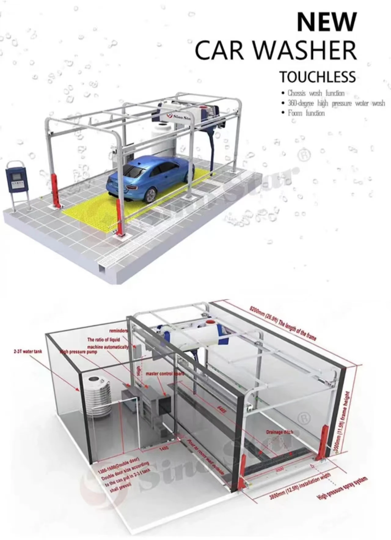 Custom Logo Car Wash Machine Pressure Water Pump Car Washing Machine ...