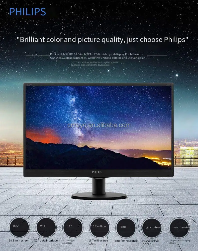 Brand New 2024 For Philips 19 Inch Monitor 1366*768 Led Vga Panel ...