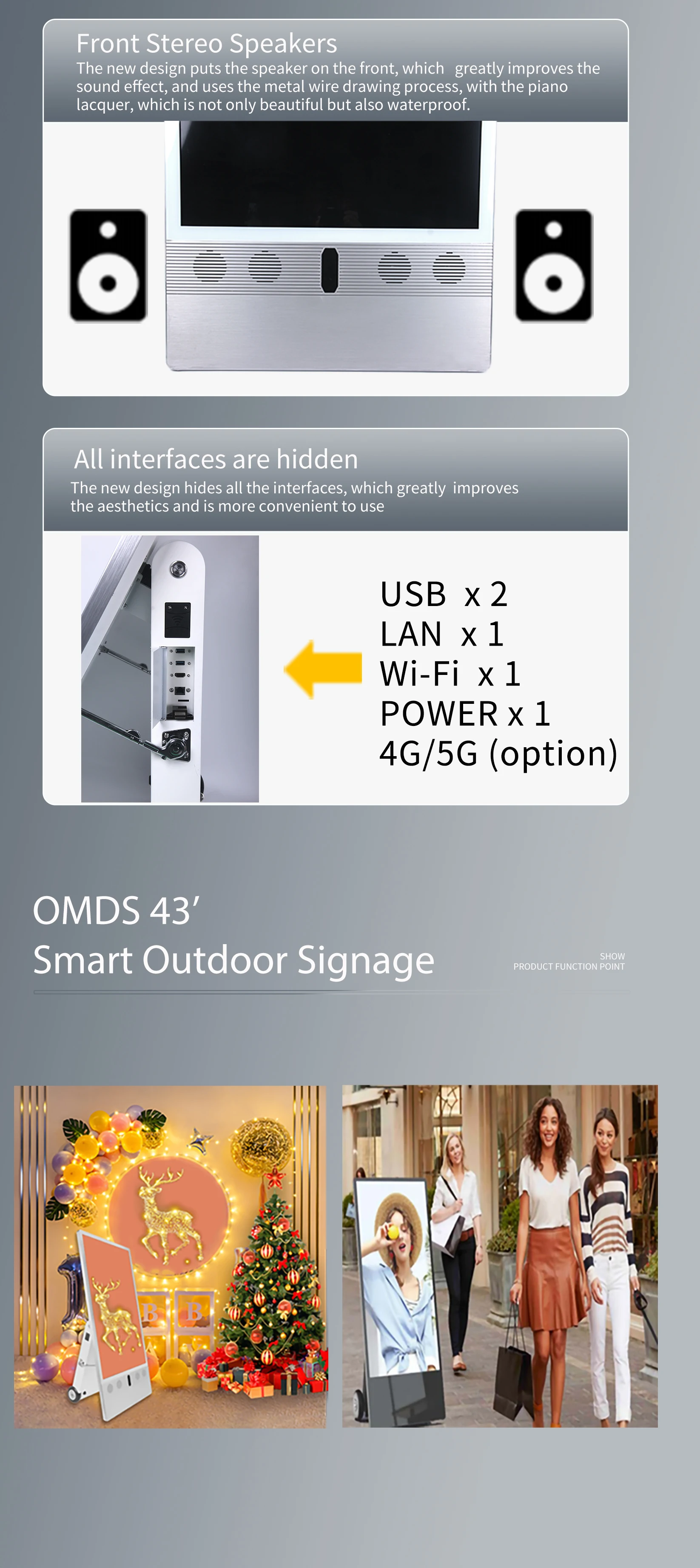 Movable Digital Poster Outdoor Touch LCD Portable with Wheels