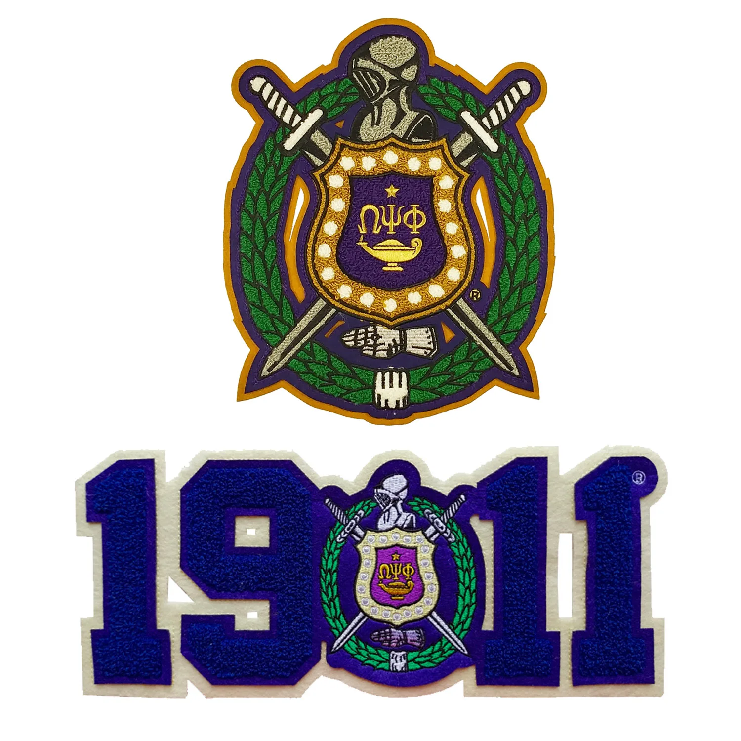 Custom Iron On Greek Letters Chenille Patches Omega Psi Phi Fraternity ...