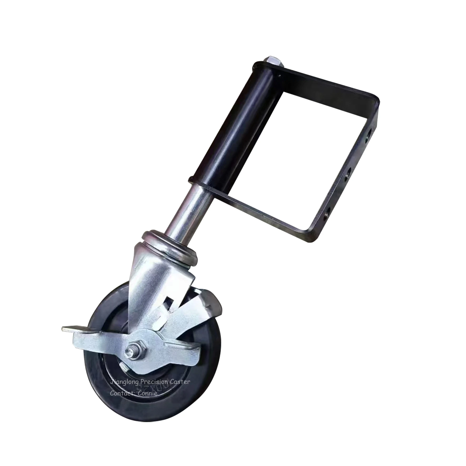 100mm Steel Rubber Spring Loaded Gate Caster Wheels Brake Swivel Style ...