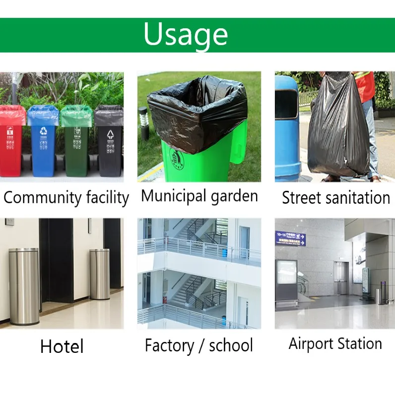 Big Capacity Trash Bag Heavy Duty 55 Gallon Recyclable Flat Black Hotel ...