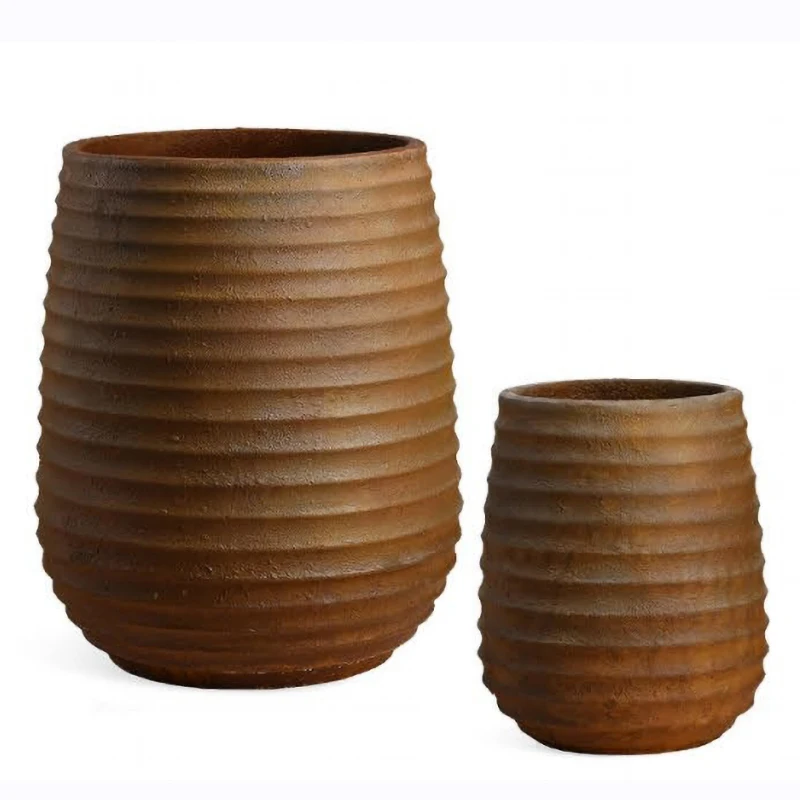 2024 Large Round Garden Planter Pots Clay Flower Pots Tall Fiberglass ...
