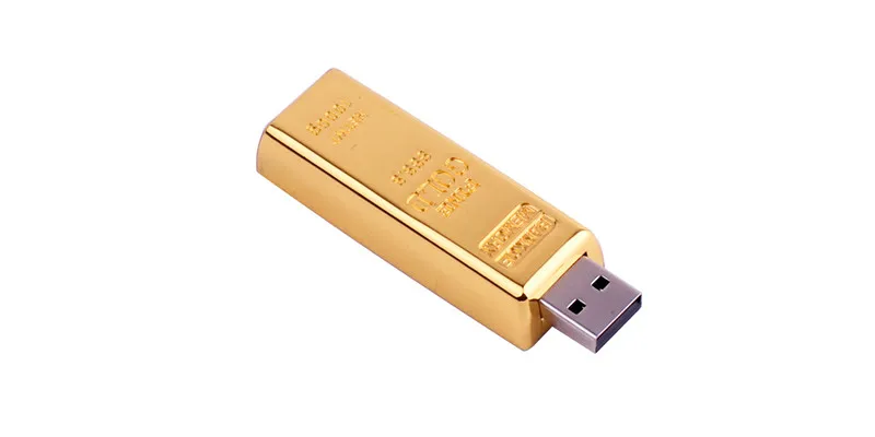 Original Chip Capacity Gold Bar Shaped Pen USB Flash Drive Golden Cle ...