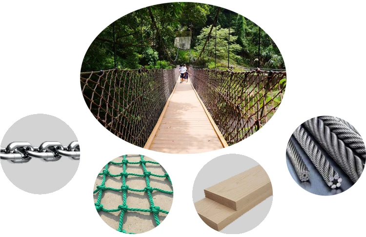 Park Bridge Wood Rope Balance Bridge Walking Plank Bridge