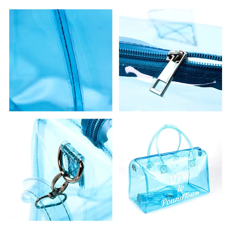 Custom Clear Pvc Weekend Overnight Tote Transparent Gym Bag Spend Da ...