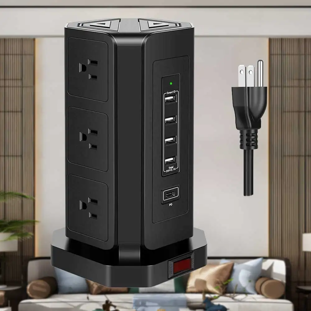 Oswell Tower Power Socket With Pure Copper Extension Cord Type-c Usb ...