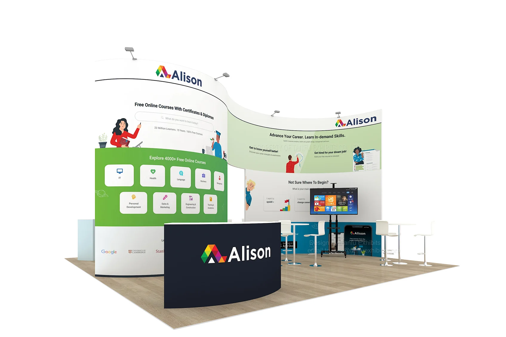 S Shaped Backdrop Trade Stand Exhibition Booth Partition Walls by TANFU