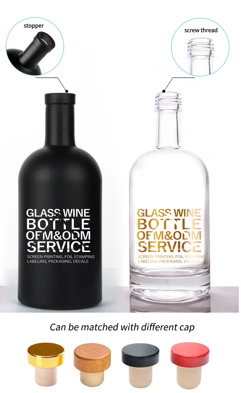 Custom Nordic Style Glass Vodka Bottle for Gin & Whisky