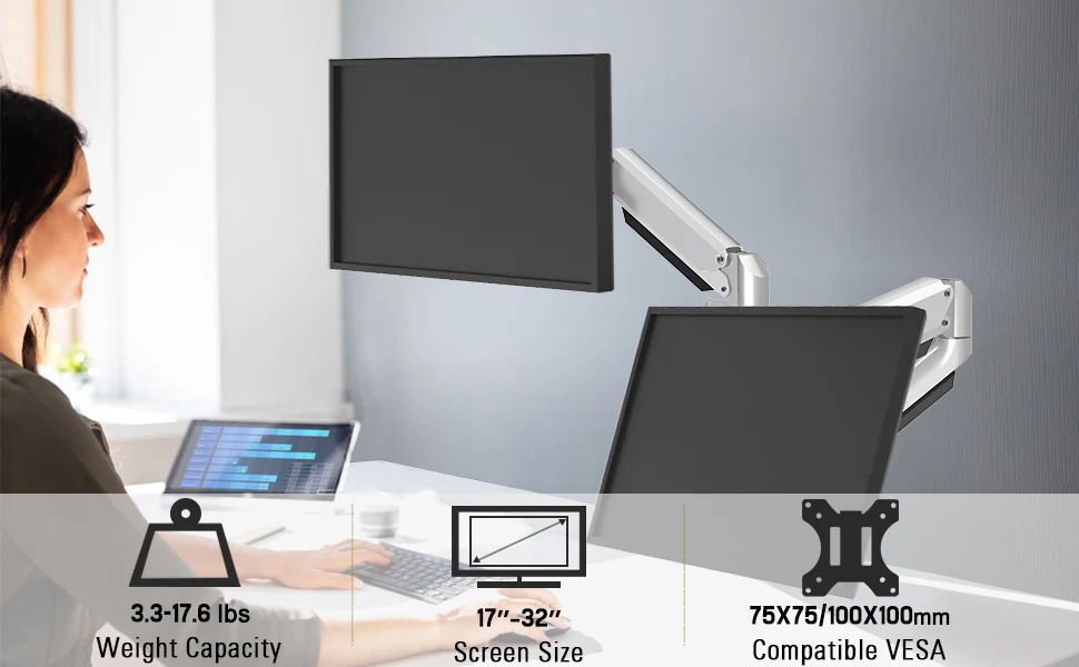 Mountup Double Monitor Arm Up To 32 Inch Computer Screen Dual Monitor ...