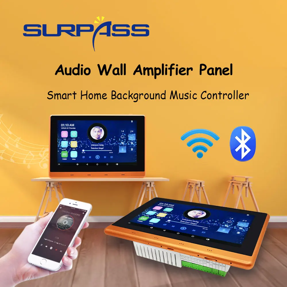 Android System Touch Screen Inwall Audio Amplifier With Wireless Remote ...