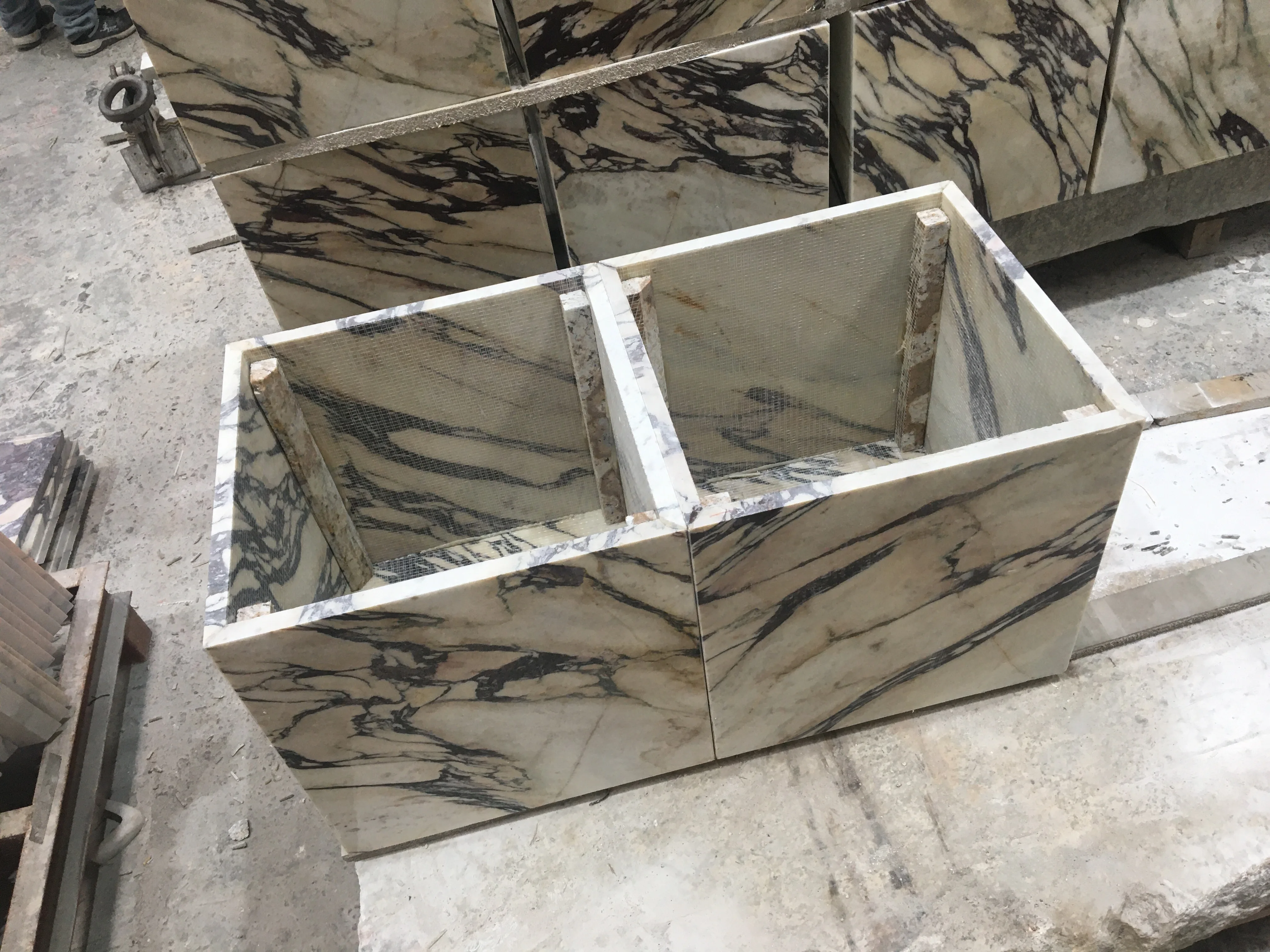 Natural Modern Calacatta Viola Marble Block Plinth Table Coffee Table ...