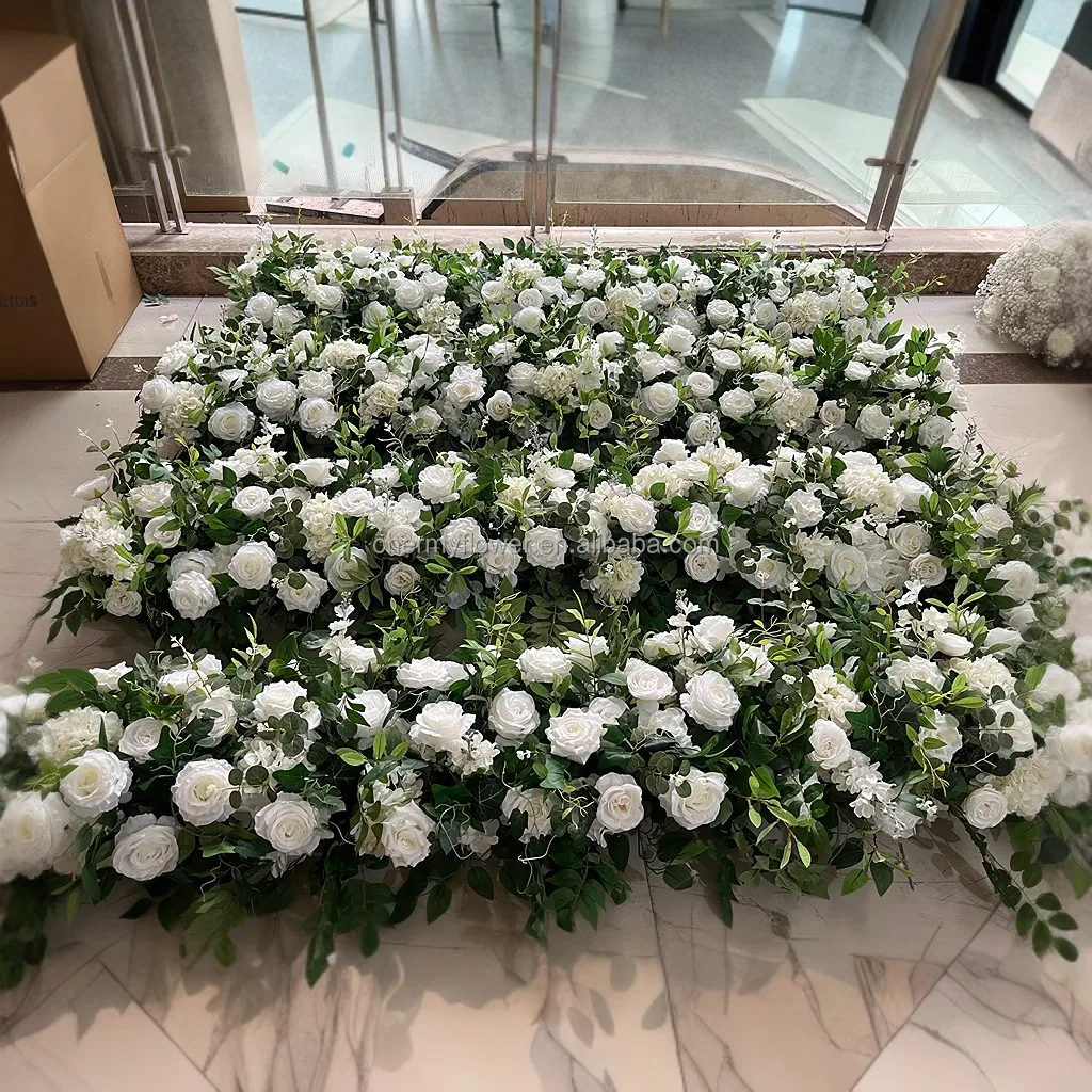 6.5ft Wedding Romantic Flower Arrangement Greenery Rose Flower Runner ...