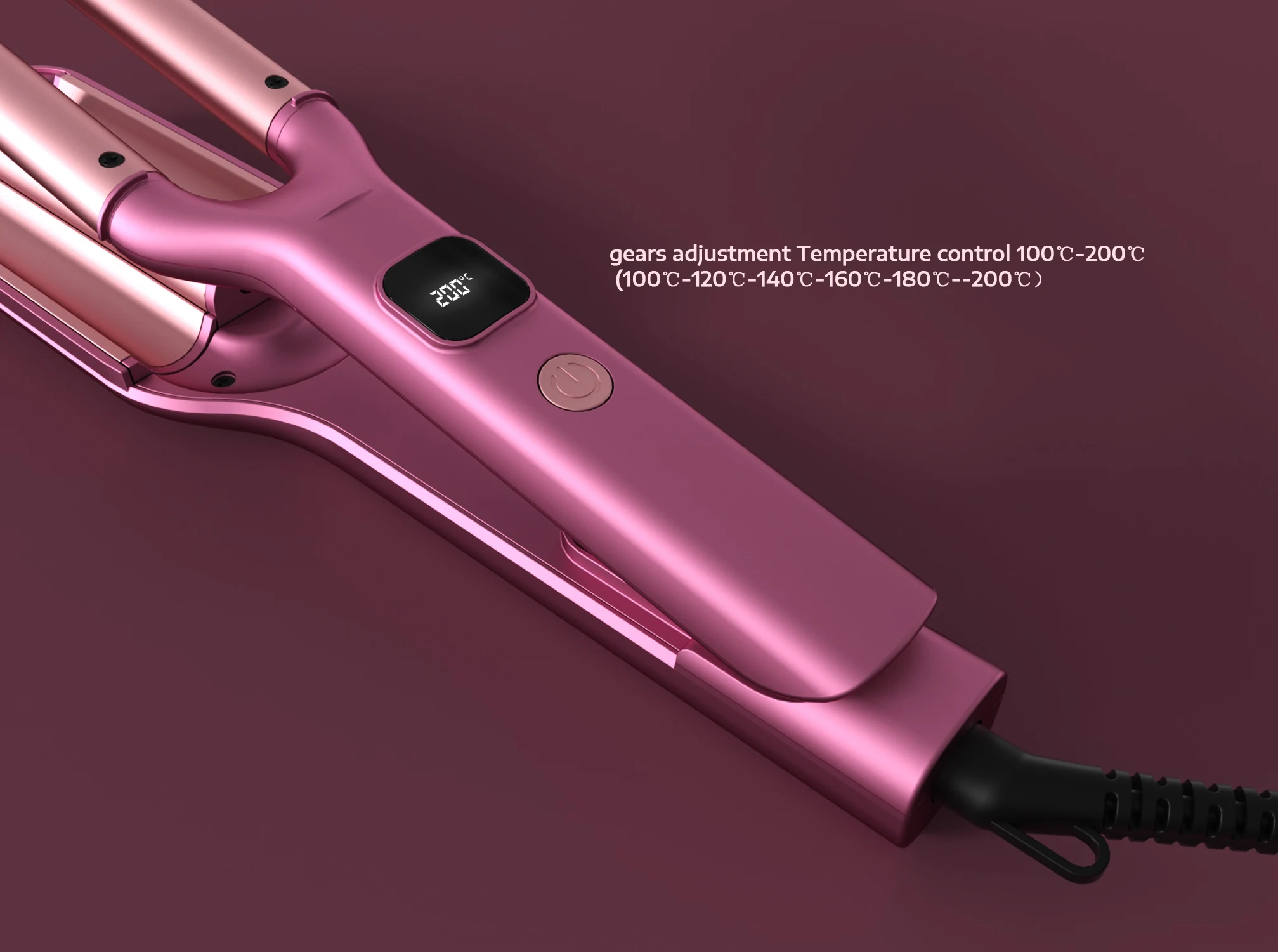 Custom Ceramic 3 Barrel Hair Crimper Curler Electric Hair Waver ...