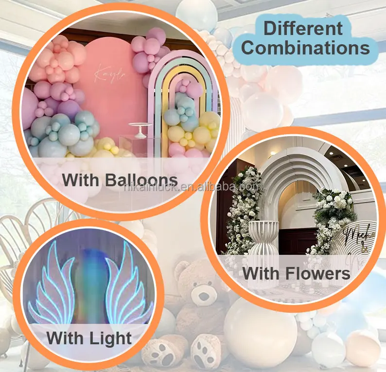 NIKA Wedding Stage Gold Hemming Backdrop Stand White Acrylic Square ...