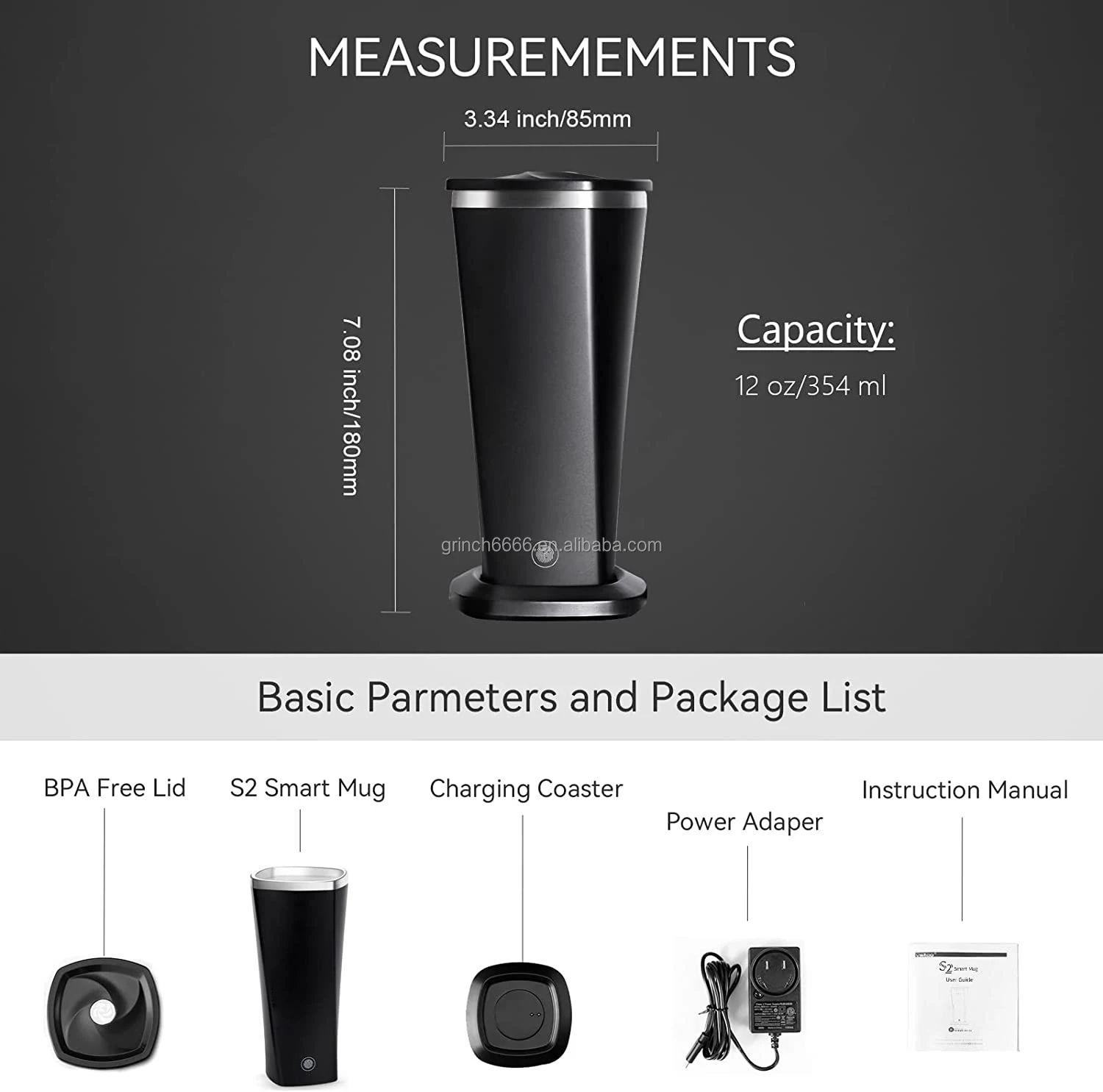 Smart Thermos Mug - 12 Oz with App Control & Temperature Display