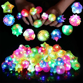 Light Up Flashing Rings Jelly Led Bumpy Rubber Ring Party Favors Light ...