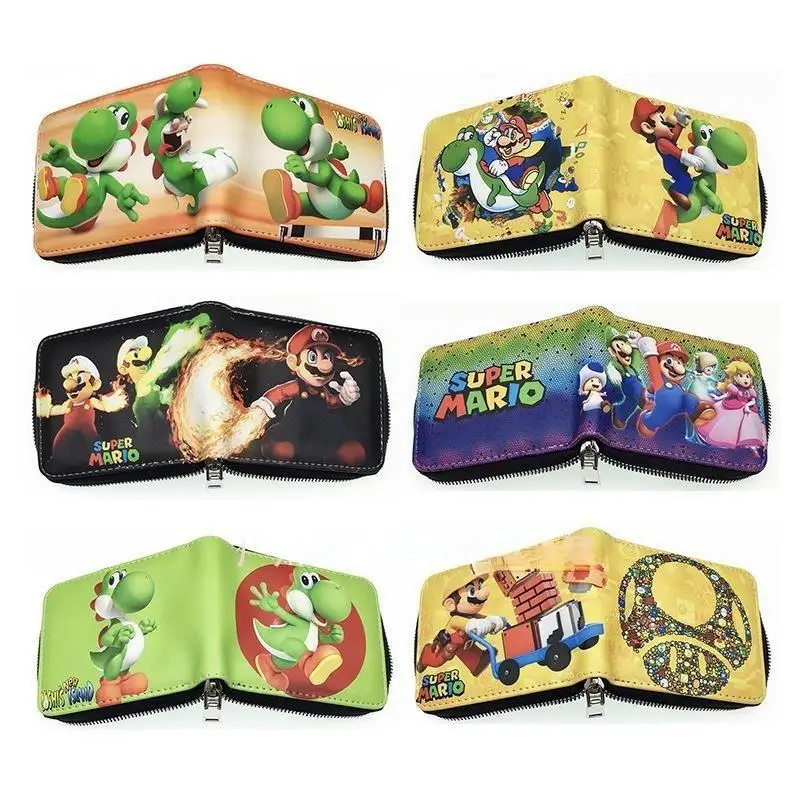 Cartoon Cute Anime Mario Luigi Yoshi Peach Coin Purse With Zipper ...