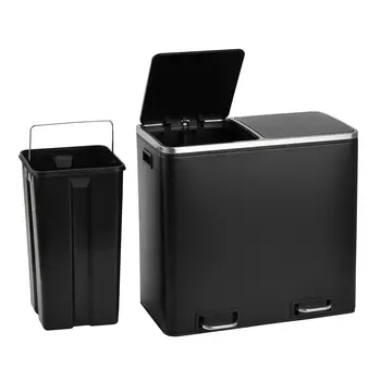 2 Compartment Waste Bin With Slow Close Lid With Inner Buckets And ...