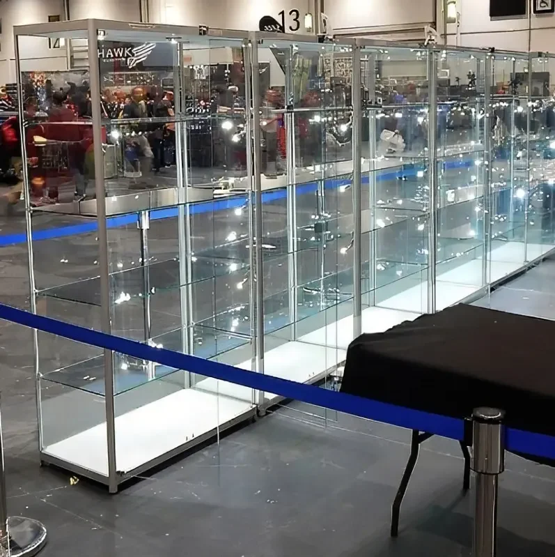Retail Store Aluminum Frame Tall Cabinet Display Showcase With Glass ...