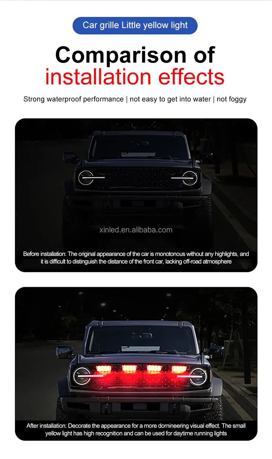 Hearxin LED Grille Light Kit Car Daytime Running Lights Spotlight ...