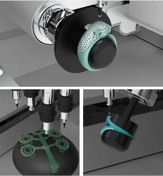 4 Heads Automatic Double Station Jewelry Stone Setting Machine