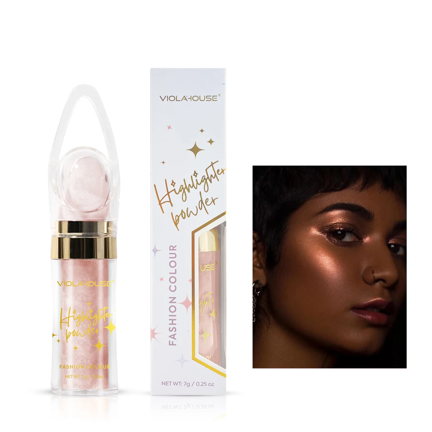 VIOLAHOUSE Highlighter Powder - Long-Lasting Shimmer Makeup