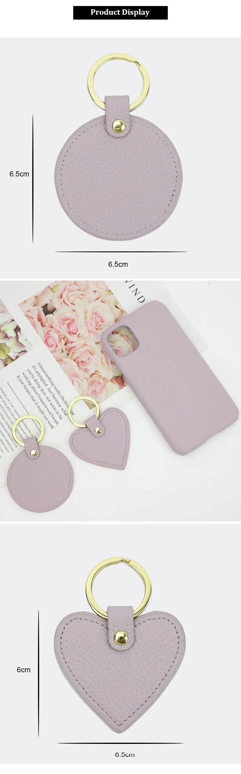 Luxury Genuine Leather Keychain Luxury Personalized Heart Shape Leather ...