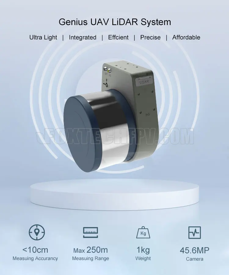 Foxtech Genius Series Uav Lidar System Uav 3d Modeling 360 Degree Fov High Density Accuracy ...