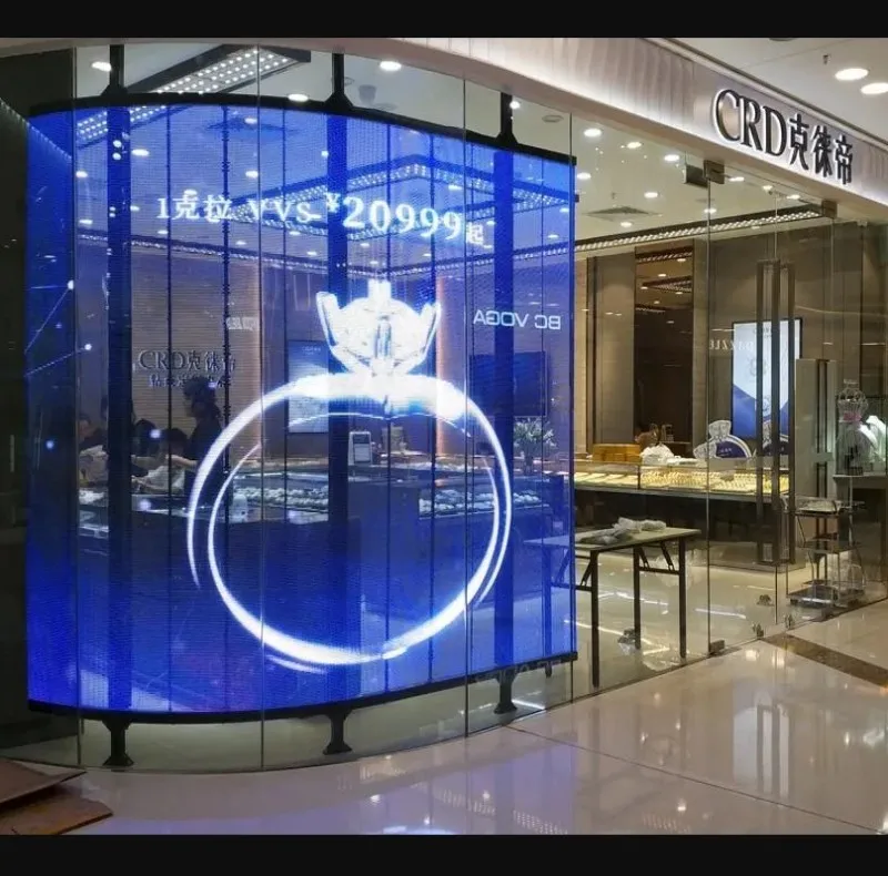 Indoor P3.9 Transparent Mesh LED Display Screen for Showcase