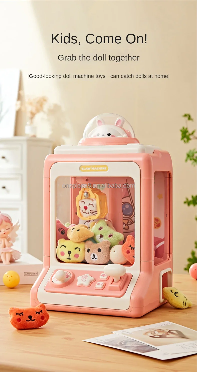 Kids Diy Electric Claw Machine Girl Grab Mini Doll Clip Gashapon Music ...