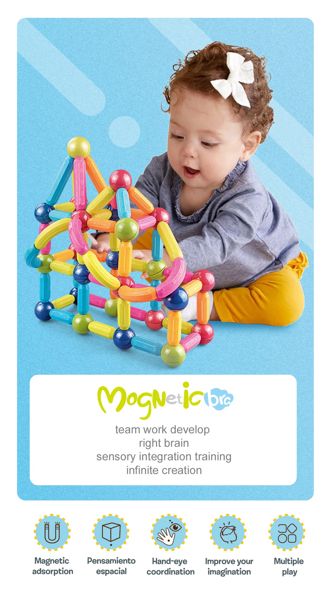 Magnetic Sticks Building Block 64pcs Set Magnetic Rods Building Sticks ...