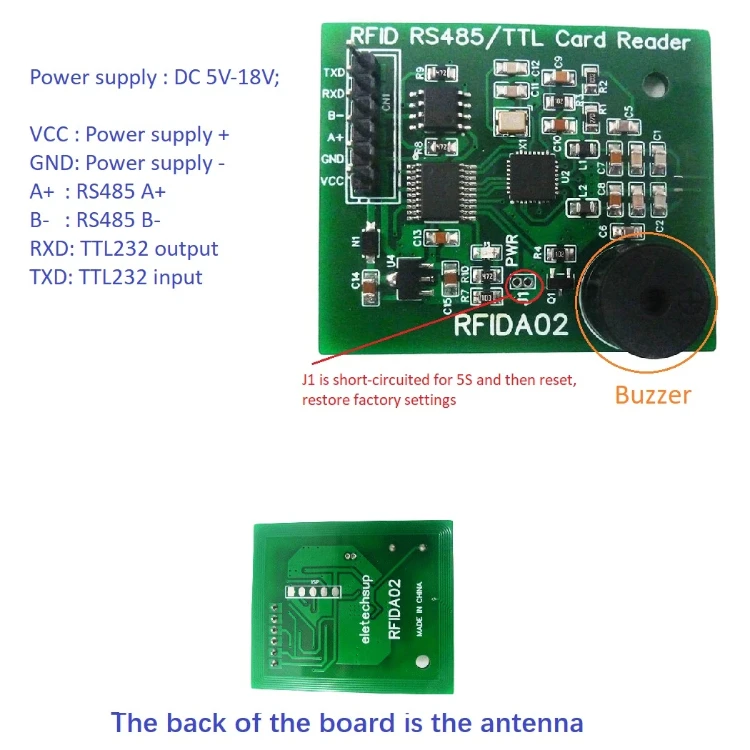 Rfida02 Rs485 Rs232 Uart 13.56mhz Rfid Reader Writer Rc522 Cv520 For M1 ...