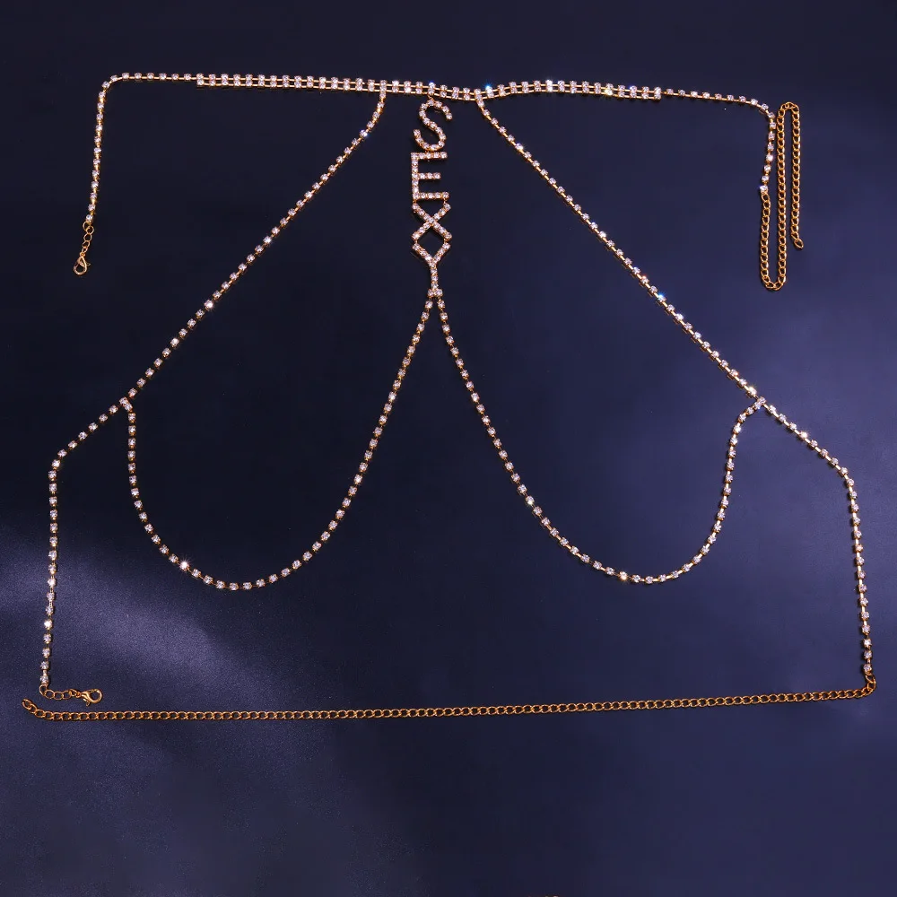 Royal Sexy Chest Chain Jewelry Women Bra Rhinestone Layers Choker ...